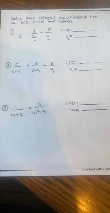 Solved Solve each rational equationand list the LCD. Circle | Chegg.com