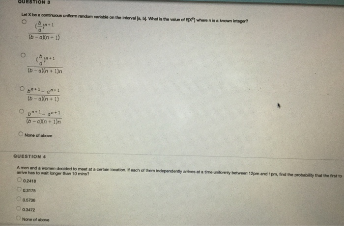 Solved Question 3 Let X Be A Continuous Uniform Random 9603