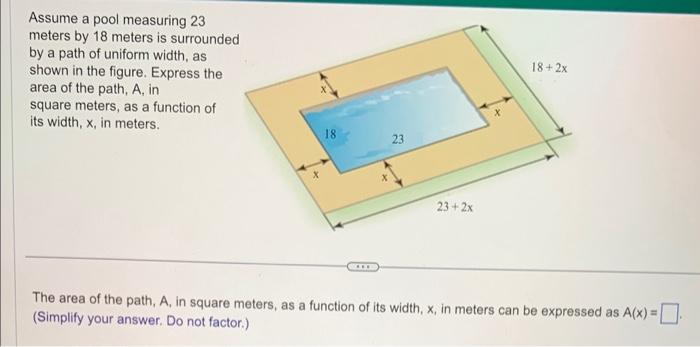 Solved Assume a pool measuring 23 meters by 18 meters is | Chegg.com