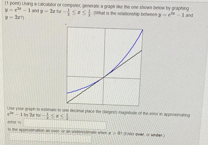 Solved (1 point) Using a calculator or computer, generate a | Chegg.com