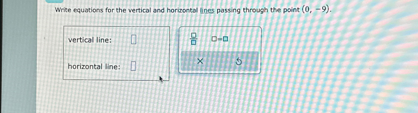 Solved Write equations for the vertical and horizontal lines | Chegg.com