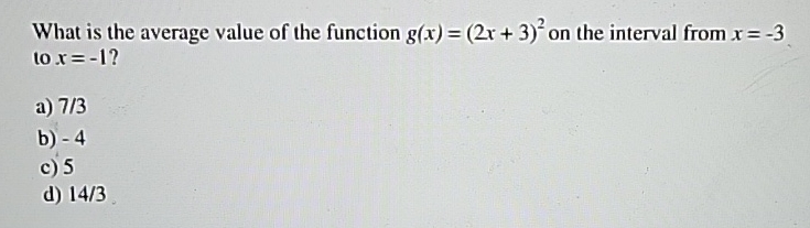 Solved What is the average value of the function | Chegg.com