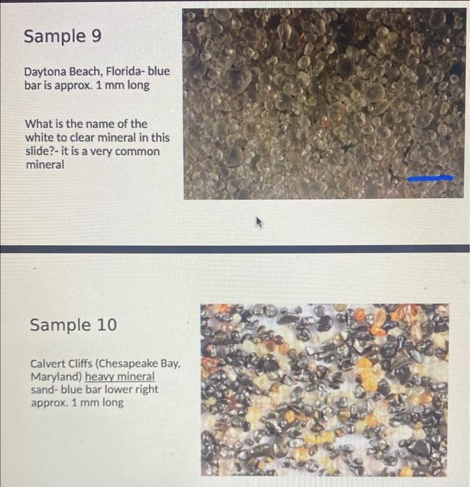 Solved Part 1. Examining and Characterizing Sand Samples | Chegg.com