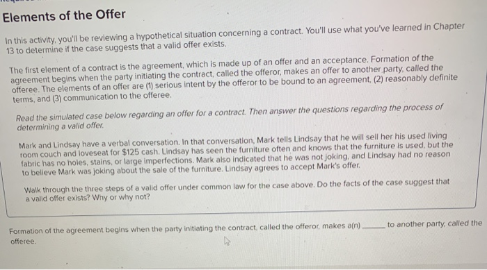 Solved Elements of the Offer In this activity, you'll be | Chegg.com