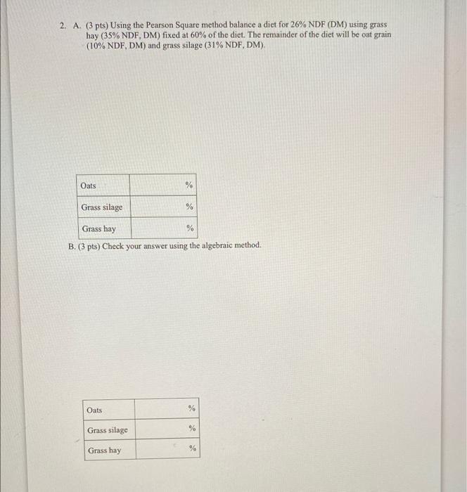 Solved 2. A. (3 pts) Using the Pearson Square method balance | Chegg.com