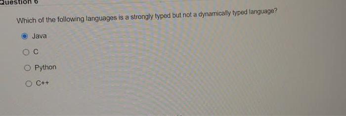 Solved Question 6 Which of the following languages is a | Chegg.com