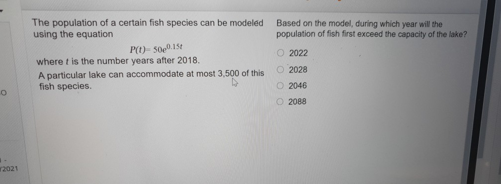 Solved The population of a certain fish species can be | Chegg.com