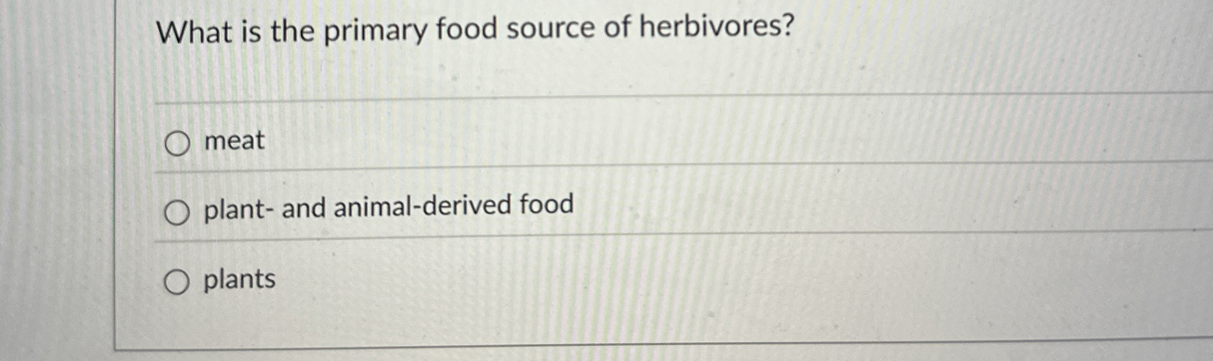 Solved What is the primary food source of | Chegg.com