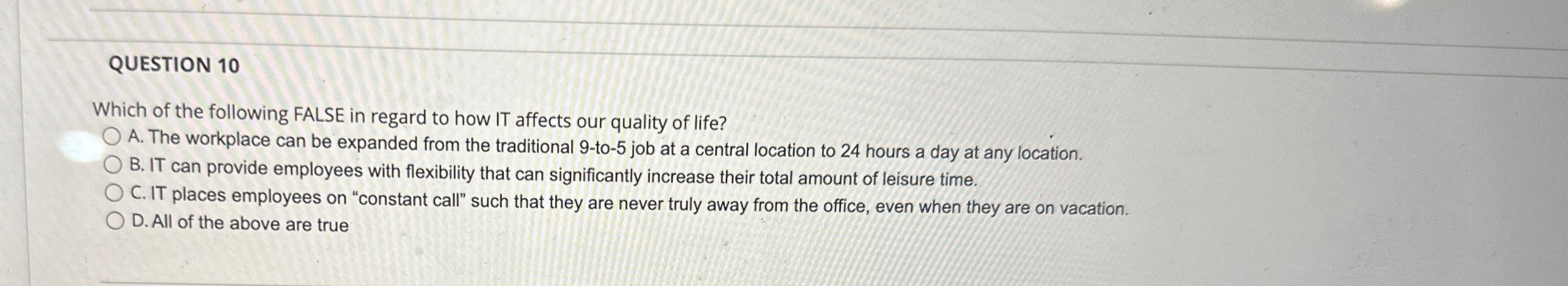 Solved QUESTION 10Which of the following FALSE in regard to | Chegg.com