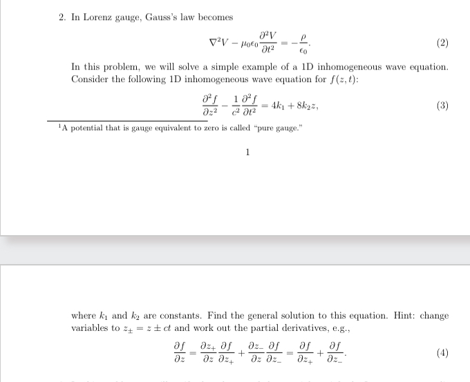 Solved Refer to picture.In Lorenz gauge, Gauss's law | Chegg.com