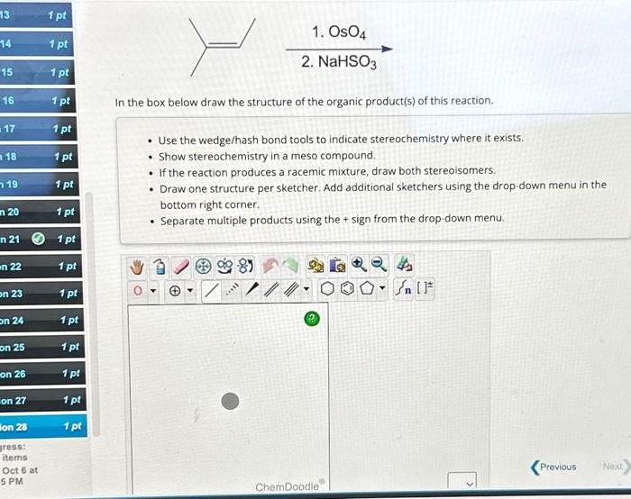 Solved In the box below draw the structure of the organic | Chegg.com