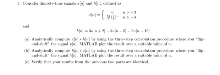 Solved 3. Consider discrete-time signals r[n] and h[n], | Chegg.com