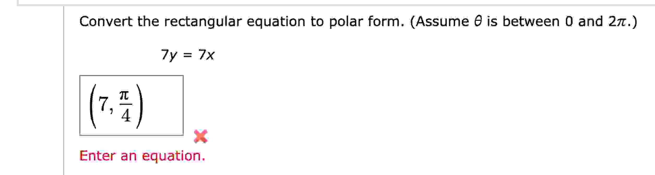 Solved Convert the rectangular equation to polar form. | Chegg.com