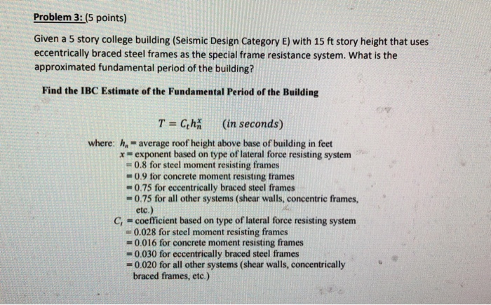 Solved Problem 3: (5 points) Given a 5 story college | Chegg.com