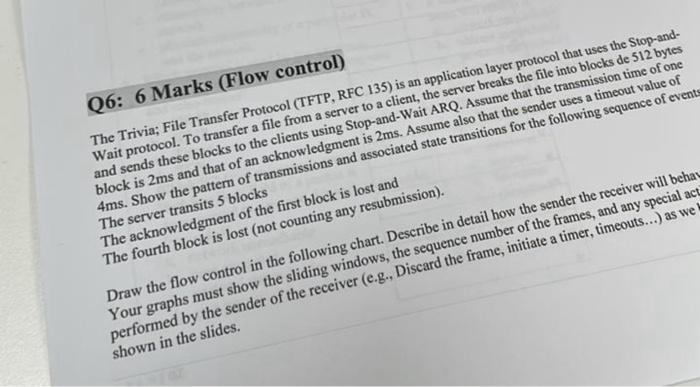 Solved Q6: 6 Marks (Flow control) The Trivia; File Transfer | Chegg.com