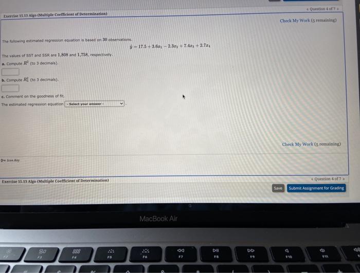 Solved • Quit Exercise 15.13 Algo (Multiple coefficient of | Chegg.com