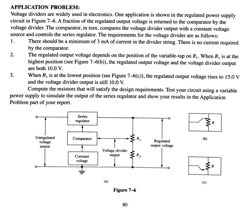 Solved APPLICATION PROBLEM: Voltage dividers are widely used | Chegg.com