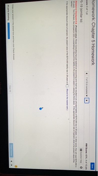 Solved Homework Chapter 5 Homework Save Core 0 Of 1 Pt 7
