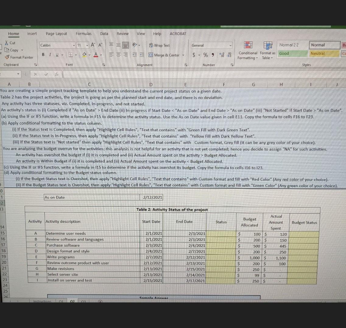 Solved Home Insert Page Layout Formulas Data Review View | Chegg.com