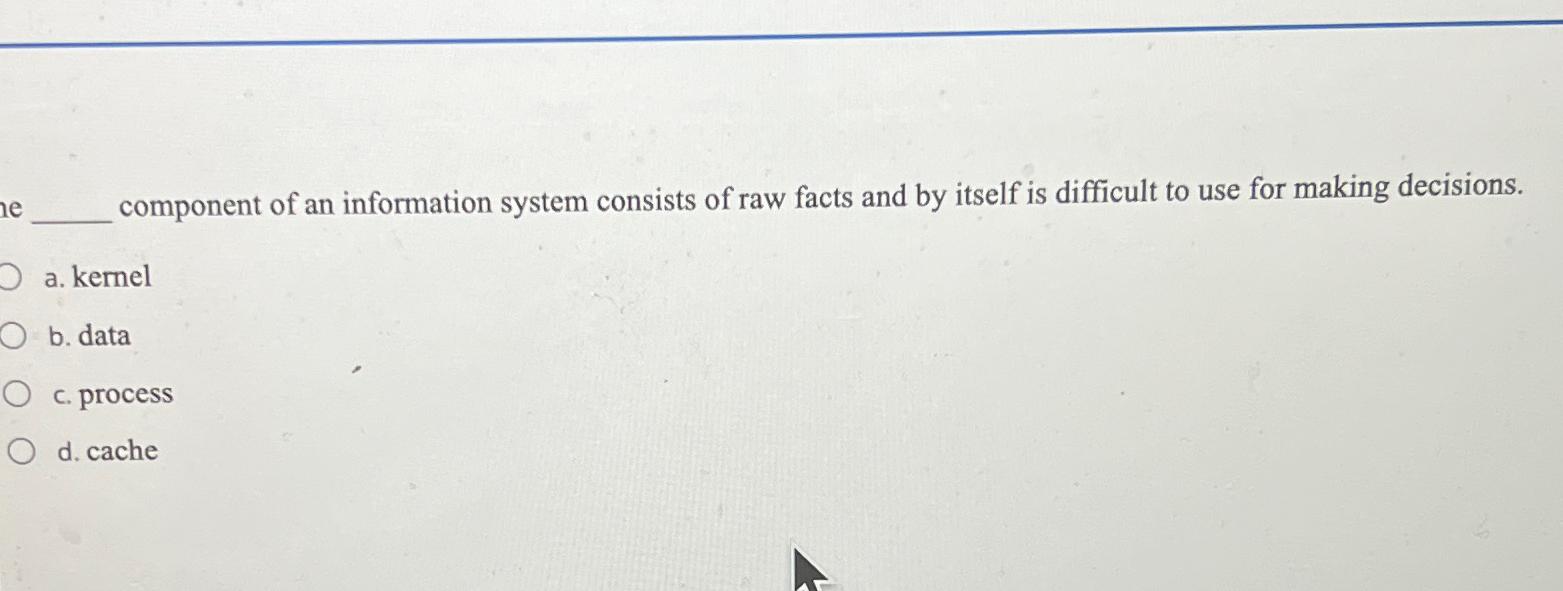 Solved component of an information system consists of raw | Chegg.com