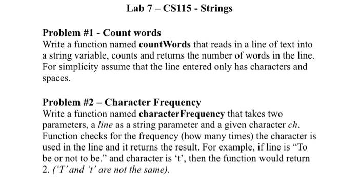 Solved Lab 7 Cs115 Strings Problem 1 Count Words