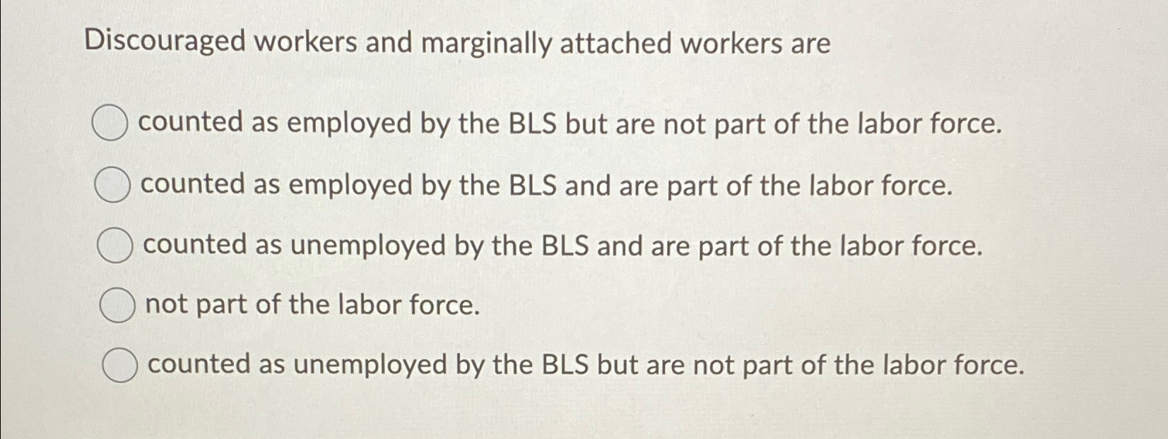 Solved Discouraged workers and marginally attached workers | Chegg.com