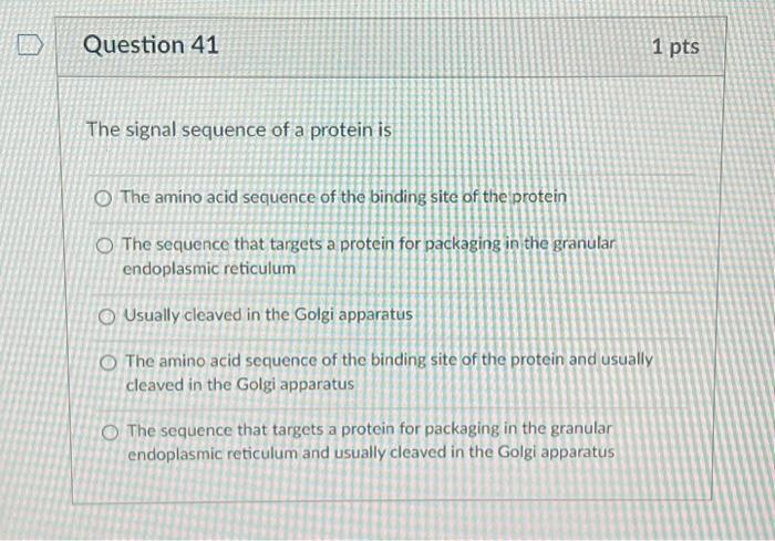 Solved The signal sequence of a protein is The amino acid | Chegg.com