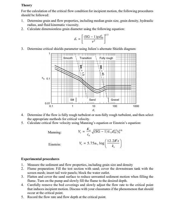 Theory For the calculation of the critical flow | Chegg.com