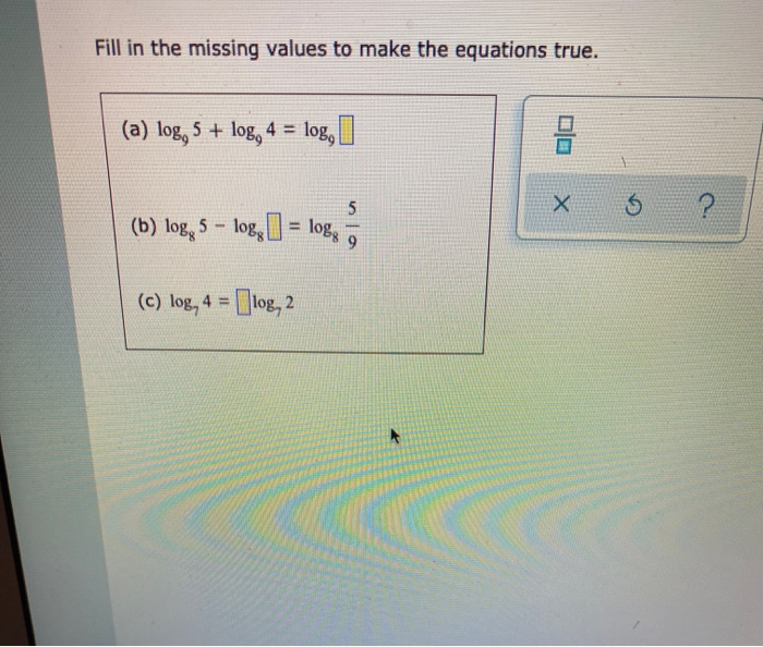 Solved Fill in the missing values to make the equations | Chegg.com