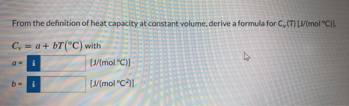 Solved From the definition of heat capacity at constant | Chegg.com