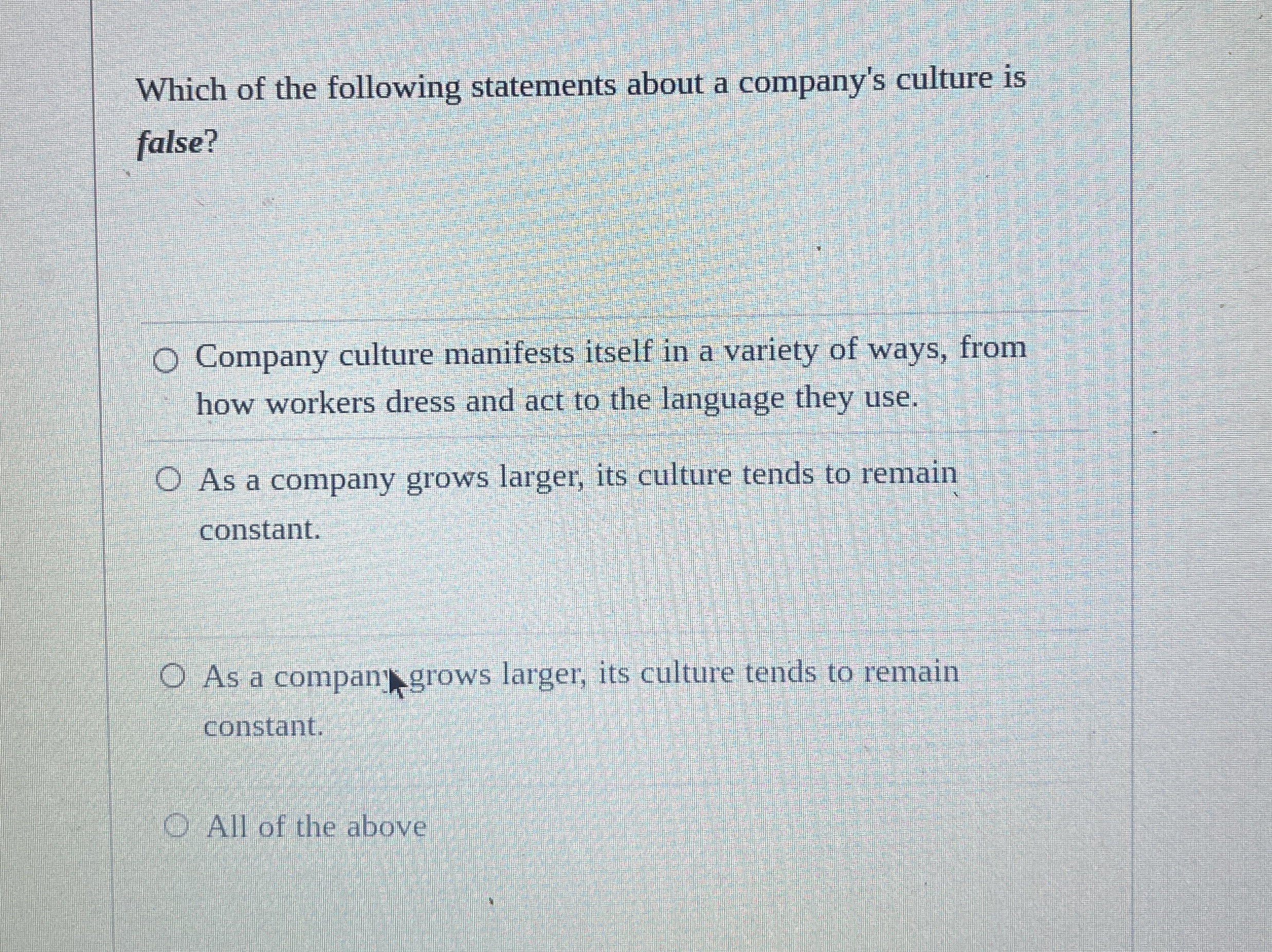 Solved Which of the following statements about a company's | Chegg.com