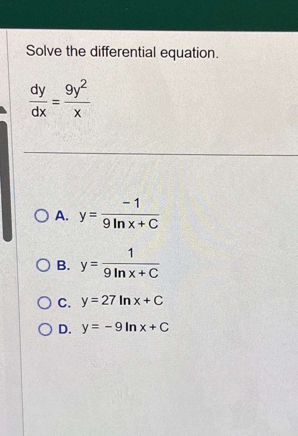 Solved Solve the differential | Chegg.com