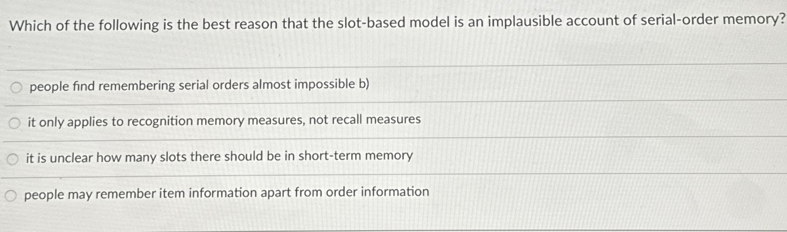 Solved Which of the following is the best reason that the | Chegg.com
