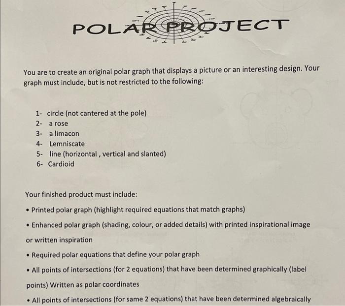 Solved POLAR PROJECT du You are to create an original polar | Chegg.com