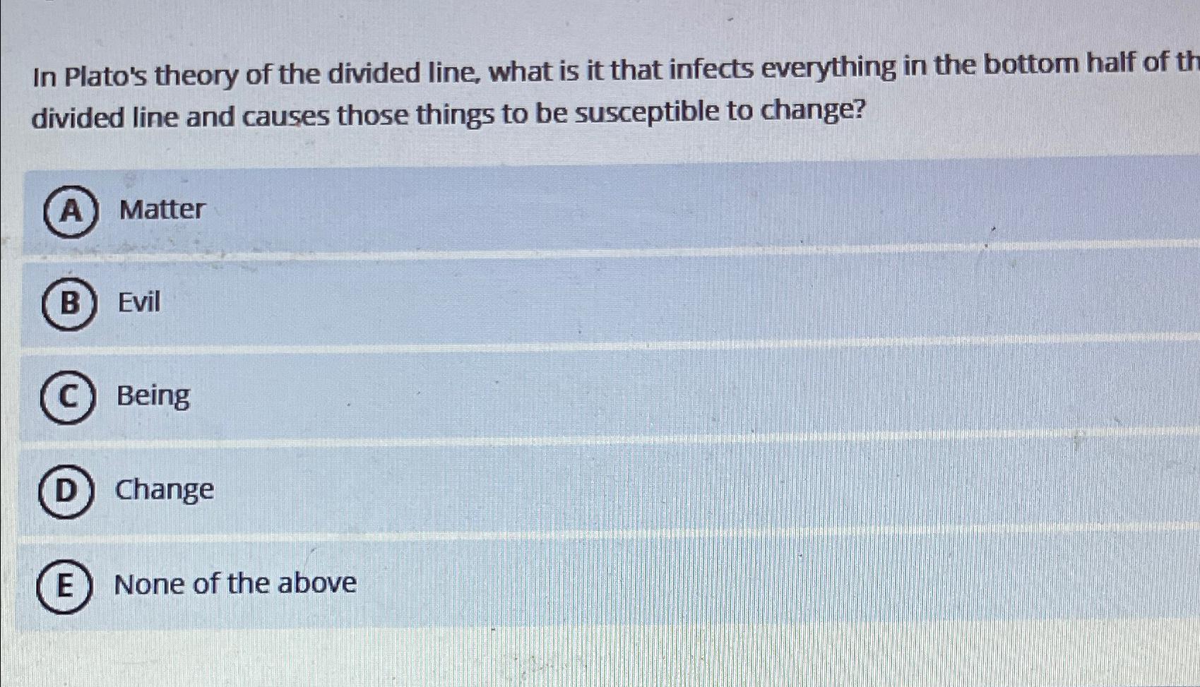 Solved In Plato's theory of the divided line, what is it | Chegg.com
