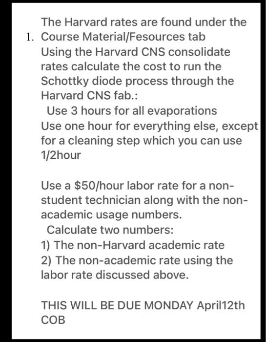 The Harvard rates are found under the 1. Course | Chegg.com