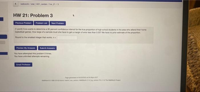 Solved webwork / mit 1401 arden/w21/3 HW 21: Problem 3 | Chegg.com