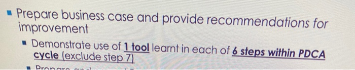 Solved prepare a PDCA CYCLE! 6 step and give an example of | Chegg.com