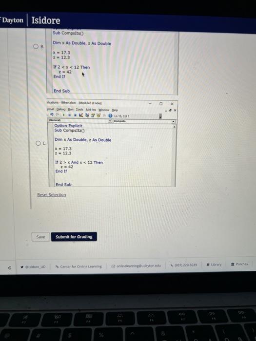 Solved Sub Compsite() Dim x As Double, z As Double | Chegg.com