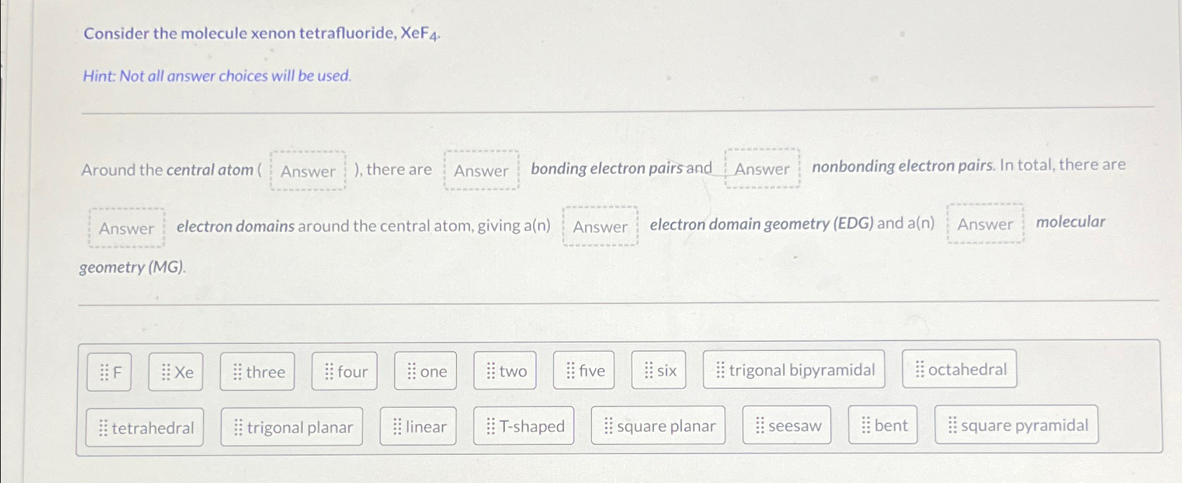 Solved Consider the molecule xenon tetrafluoride, xeF4.Hint: | Chegg.com