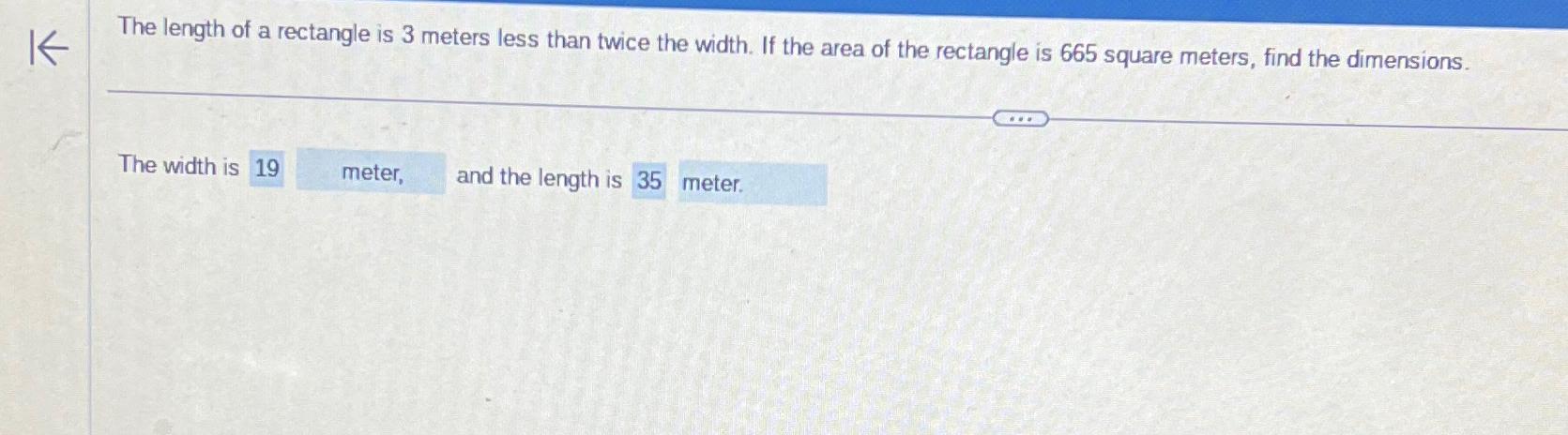 Solved The length of a rectangle is 3 ﻿meters less than | Chegg.com