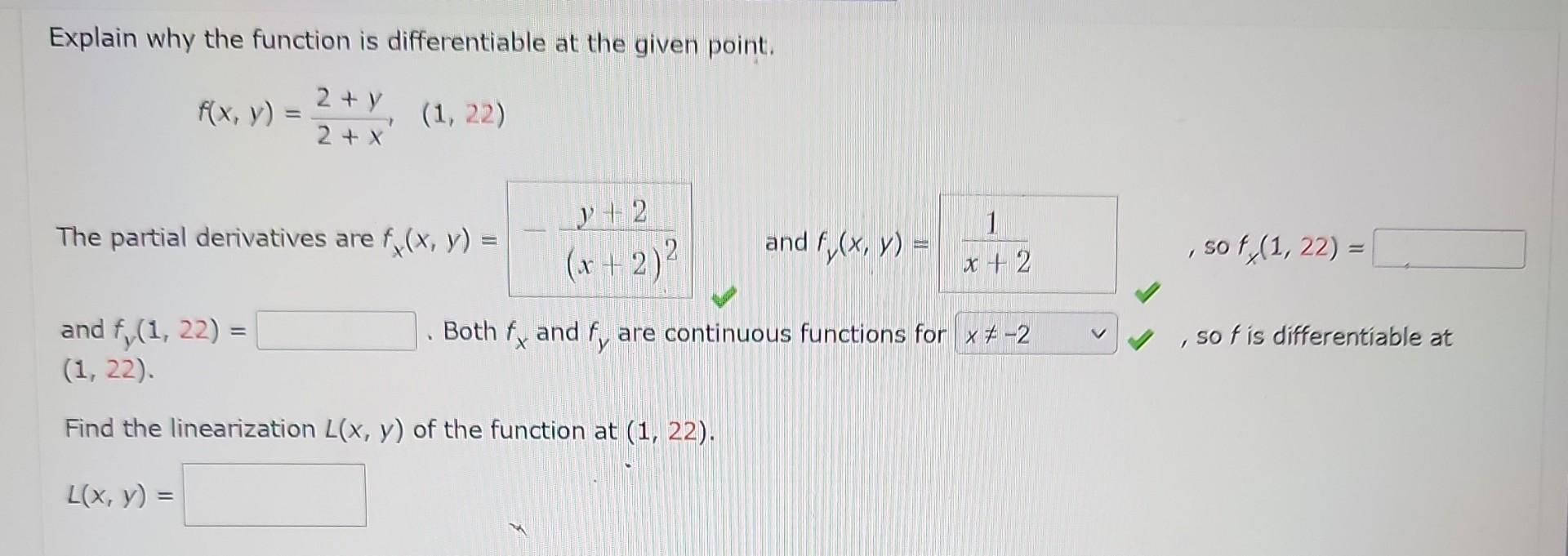 Solved Explain why the function is differentiable at the | Chegg.com