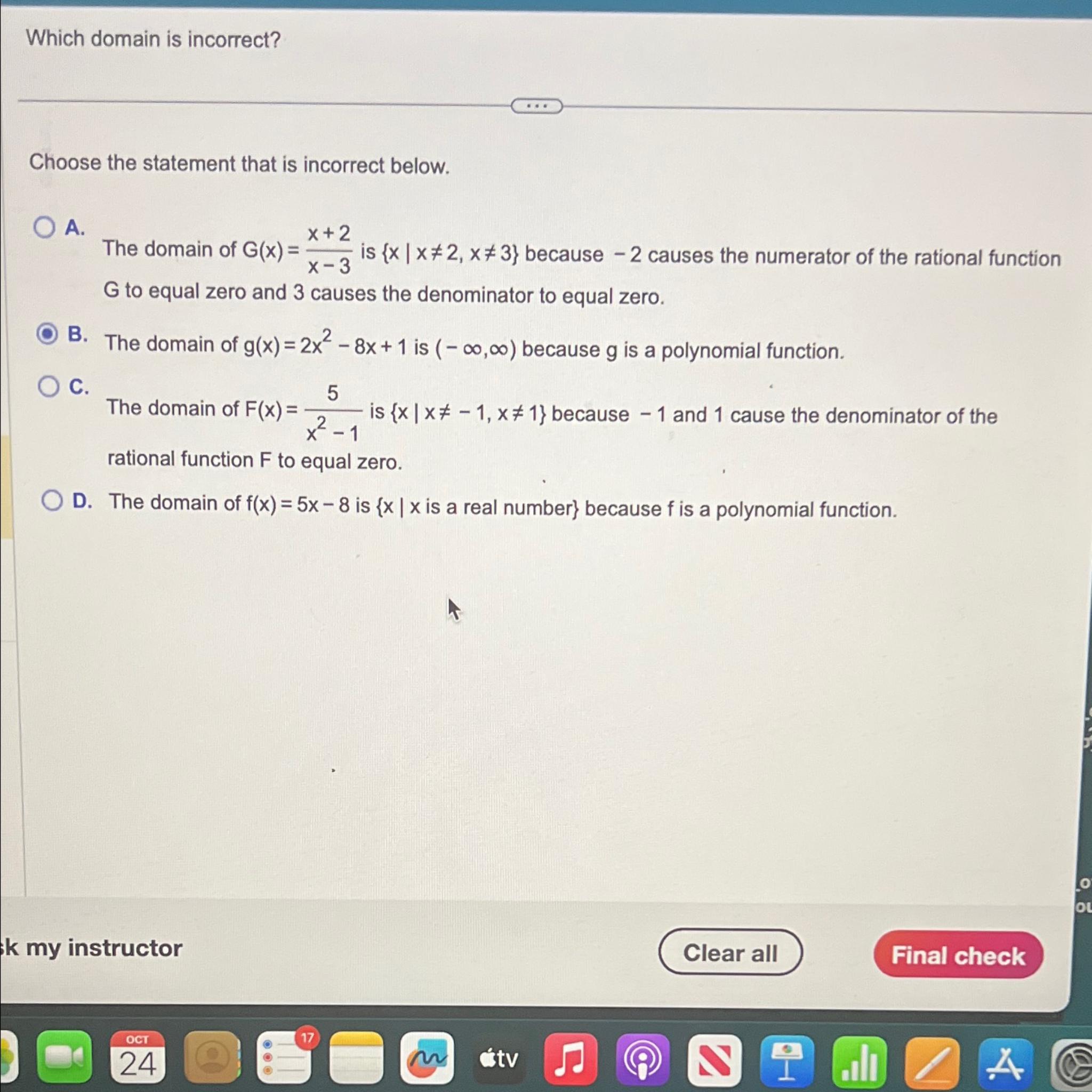 Solved Which domain is incorrect?Choose the statement that | Chegg.com