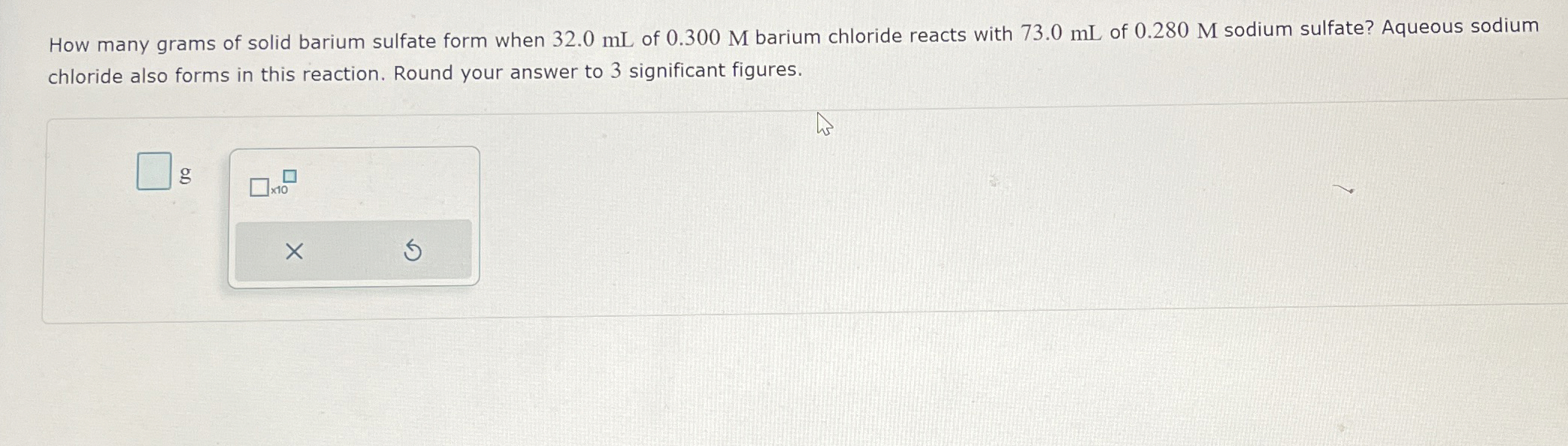 Solved How many grams of solid barium sulfate form when 32.0 | Chegg.com