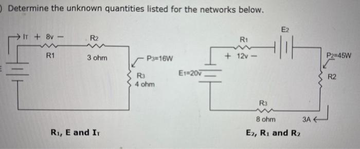 Solved Determine the unknown quantities listed for the | Chegg.com