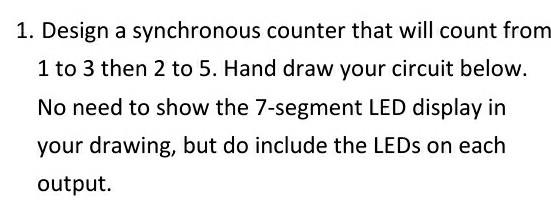 Solved 1. Design a synchronous counter that will count from | Chegg.com