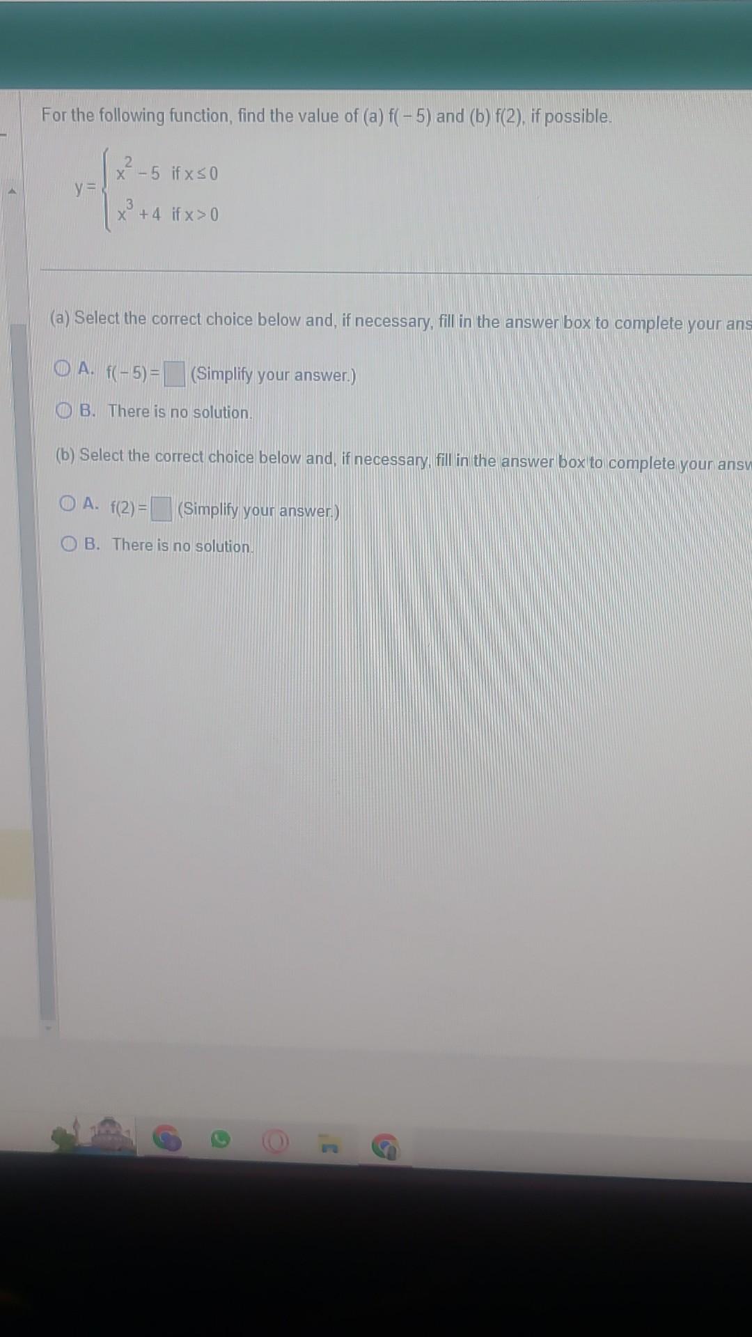 Solved For the following function, find the value of | Chegg.com