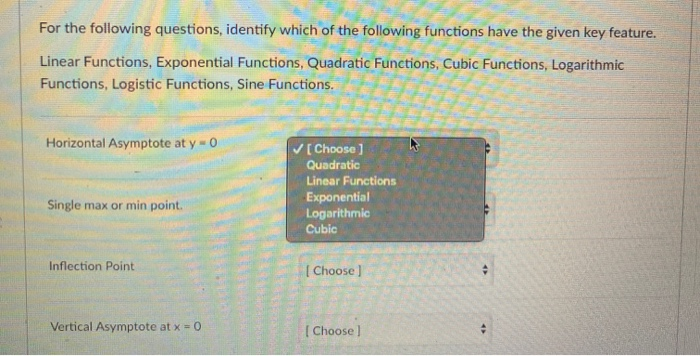 Solved For the following questions, identify which of the | Chegg.com