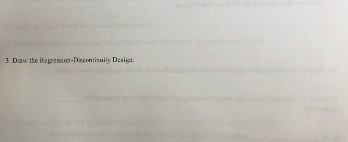 Solved 3. Draw the Regression-Discontinuity Design: | Chegg.com