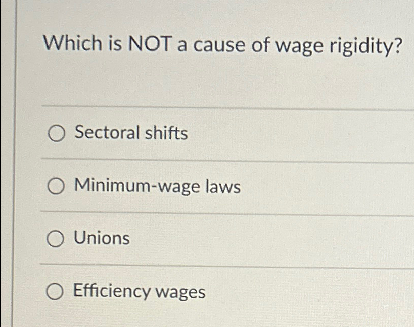 Solved Which is NOT a cause of wage rigidity?Sectoral | Chegg.com